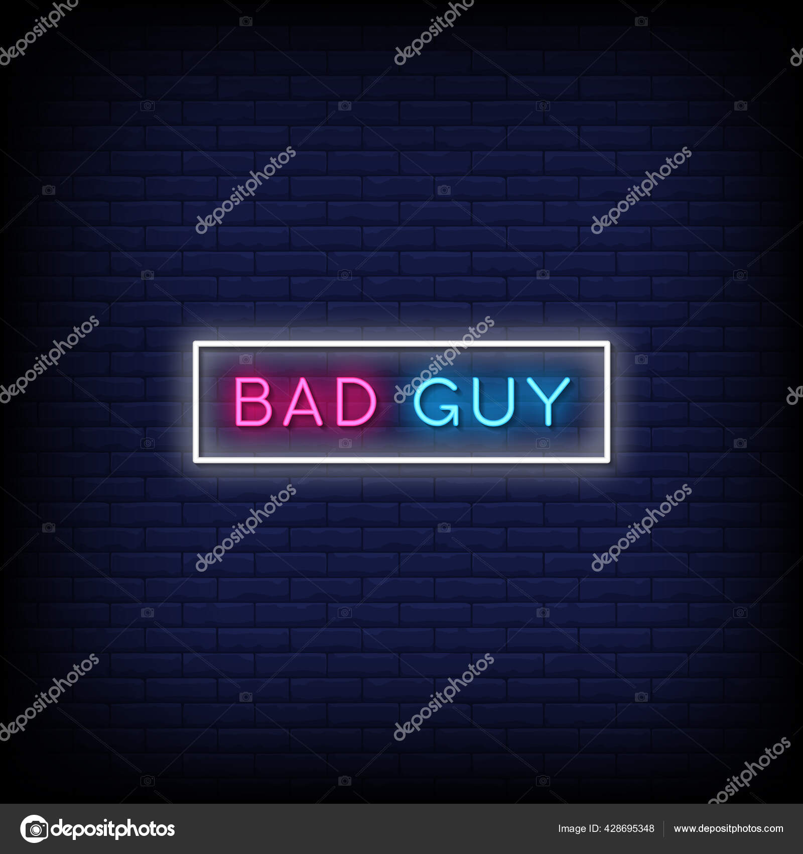 Bad Guy Neon Sign Dark Brick Wall Background Stock Vector Image by ...