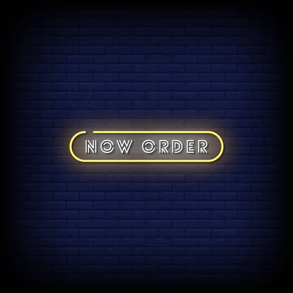Neon Sign Pre Order Now Brick Wall Background Vector Stock Vector by ...