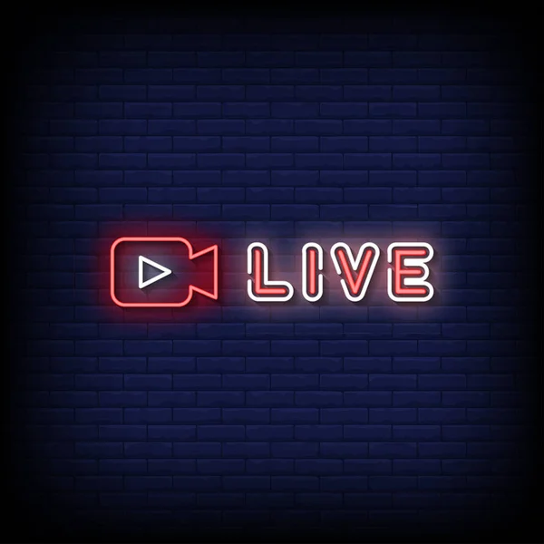 Live Streaming Neon Sign Brick Wall Background Vector Illustration ...