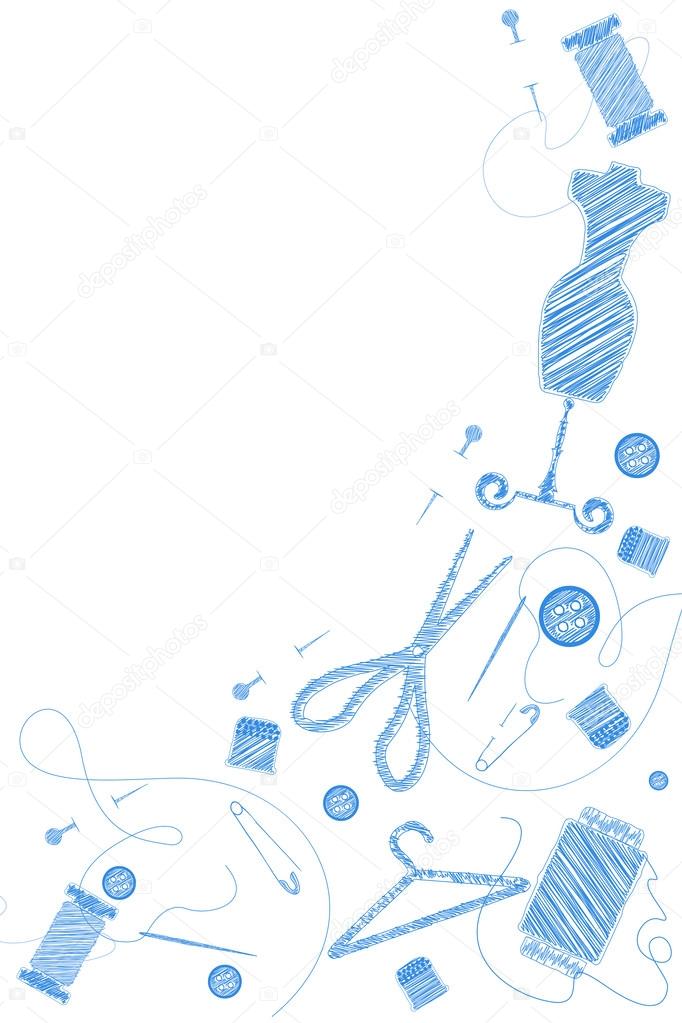 Sewing Supplies seamless scribble background Stock Vector Image by ...