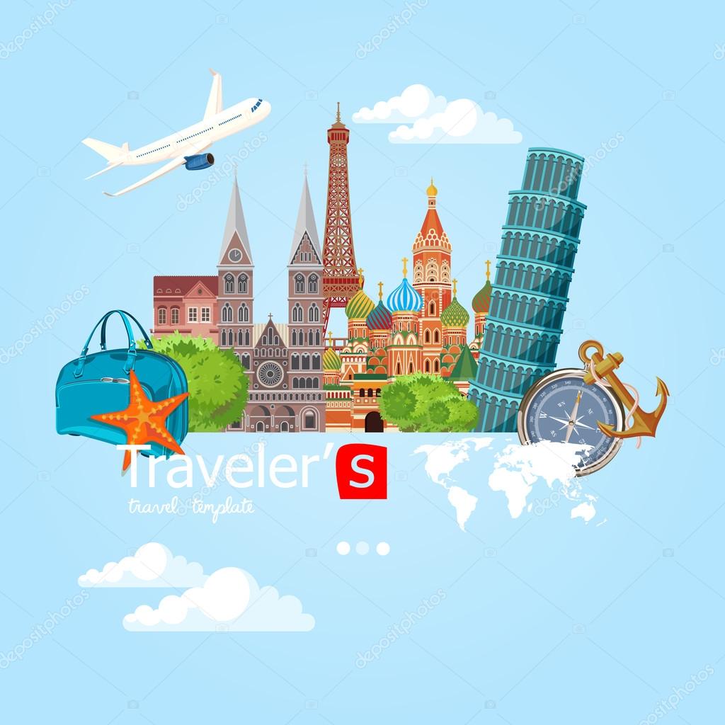 Travel and tourism background. Vector illustration. Stock Vector Image ...