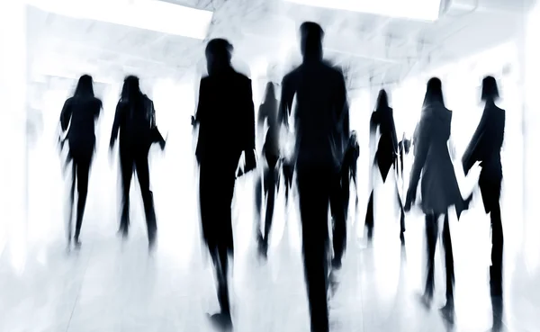 group of people in the lobby business center and blue tonality - Stock ...