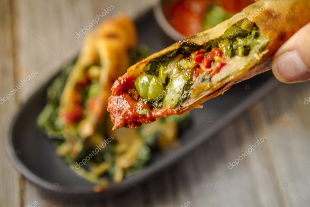 Tuscan Spring Rolls with Marinara Sauce Stock Photo by ©TeriVirbickis ...