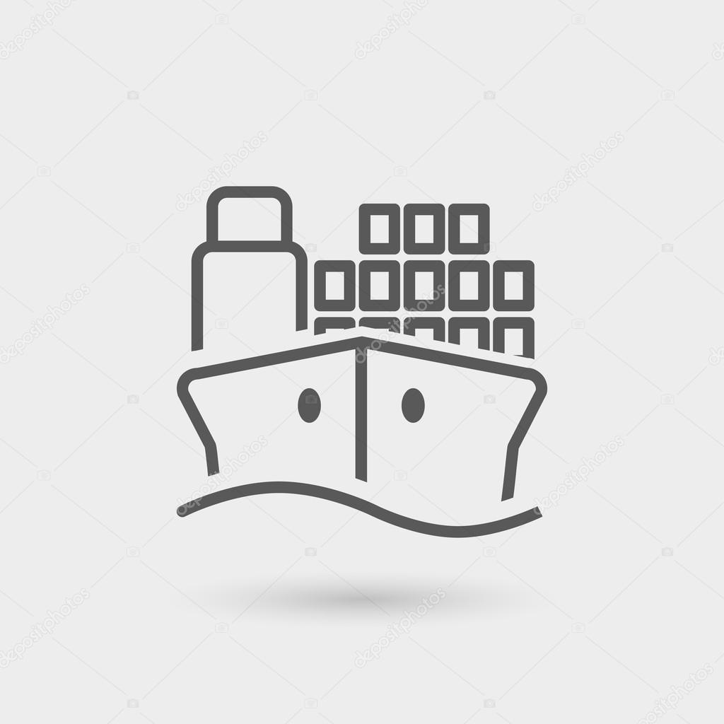 Container ship thin line icon Stock Vector by ©art_co 117385204