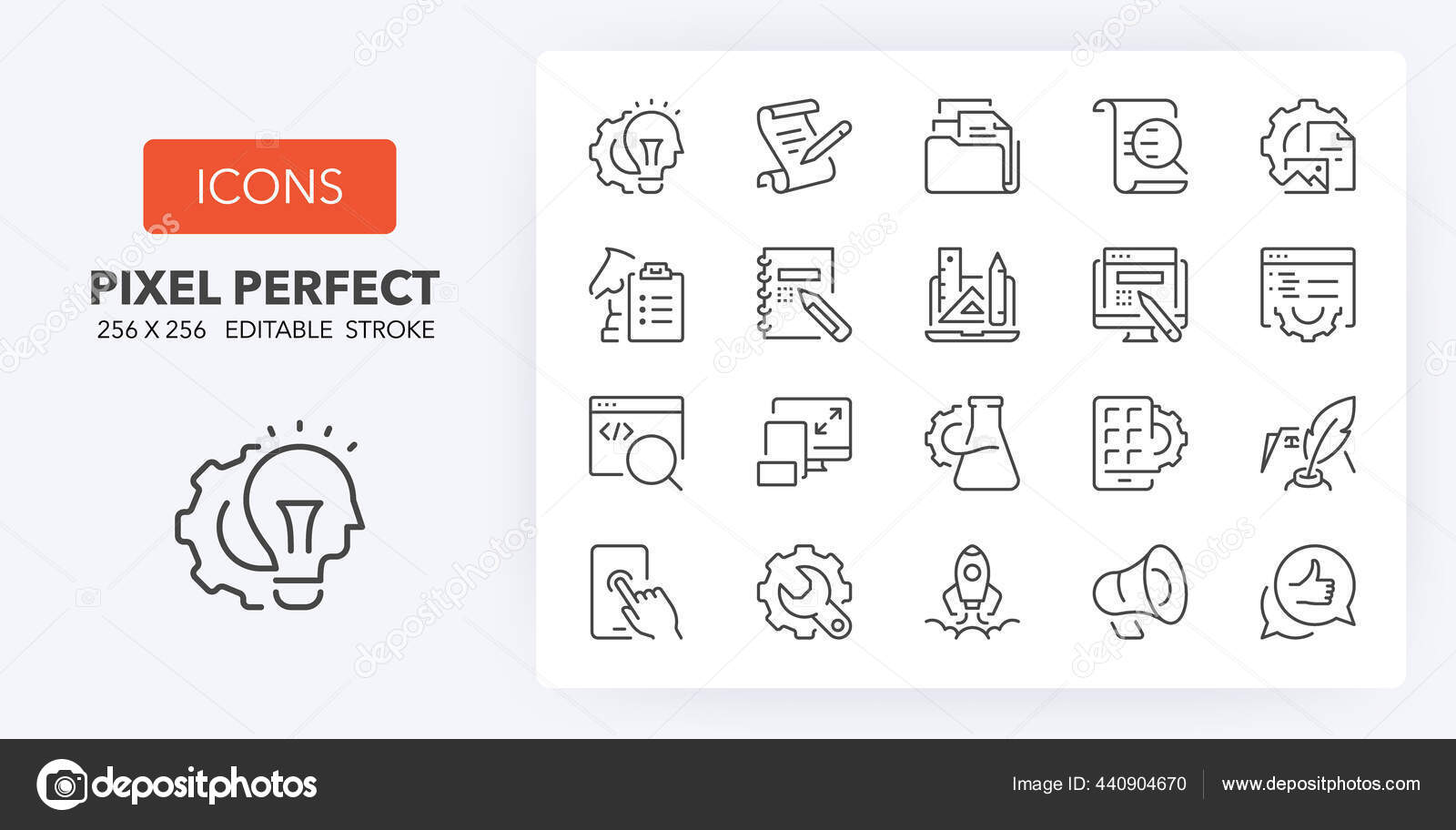 Website Development Process Thin Line Icon Set Outline Symbol ...