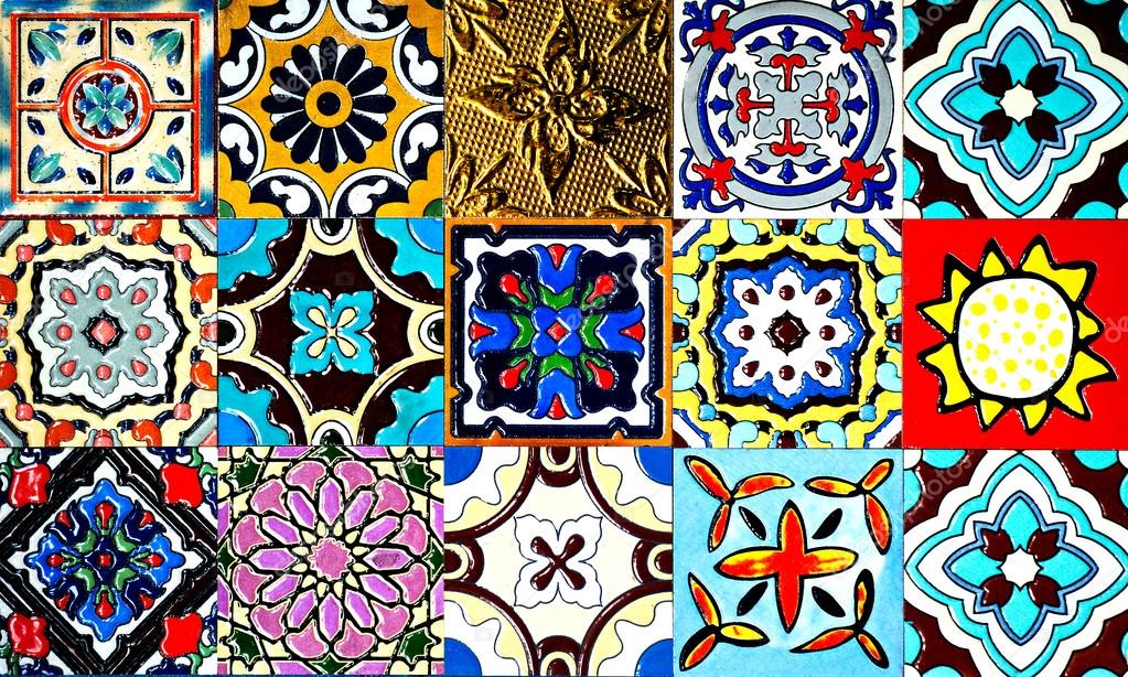 Beautiful old wall ceramic tiles patterns handcraft from thailand ...