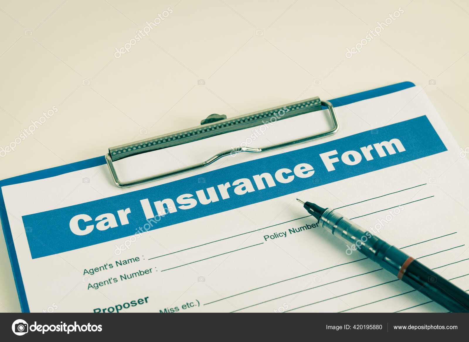 Car Insurance Claim Form Auto Insurance Document Pen Right Frame ...