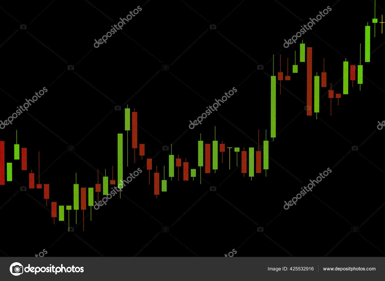 Continuous Uptrend Red Green Stock Chart Forex Chart Black Background ...