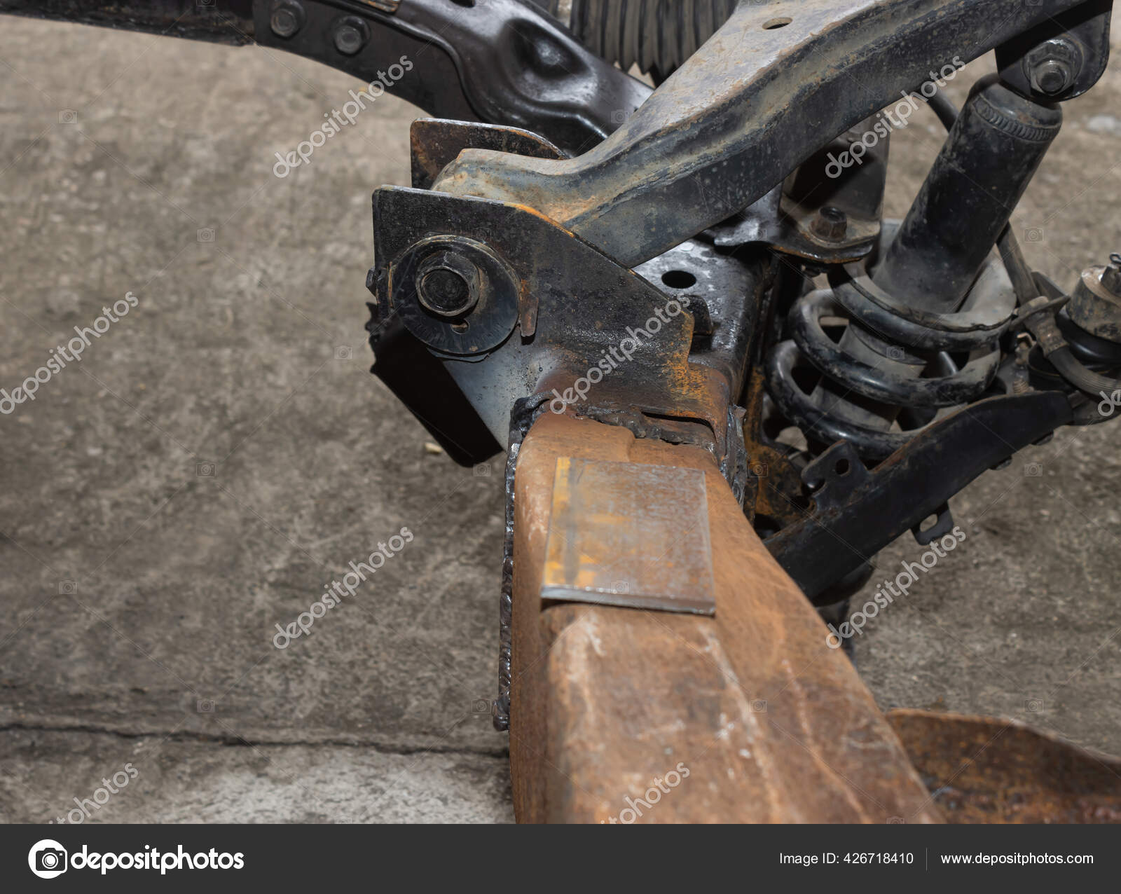 Car Lower Arm Crack Car Chassis Car Frame Shock Absorber Stock Photo by ...