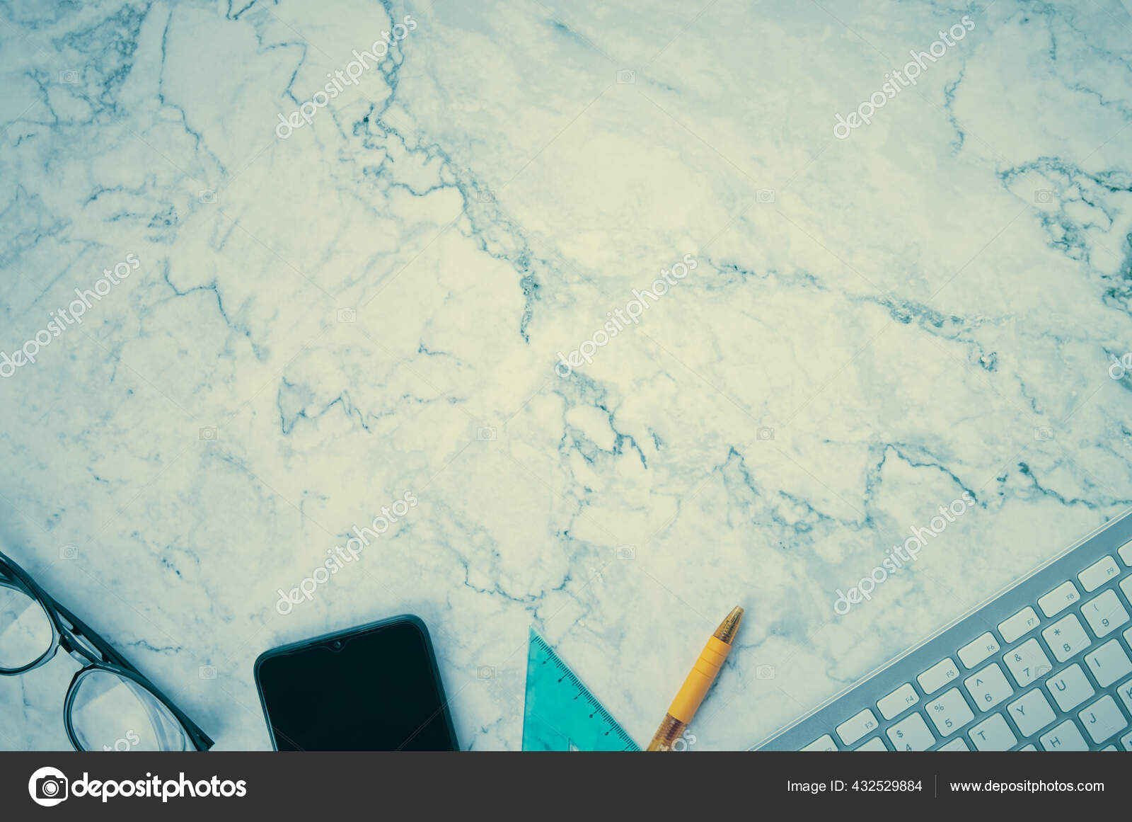 Modern Clean Flat Lay Top View Office Desk Office Table — Foto ...