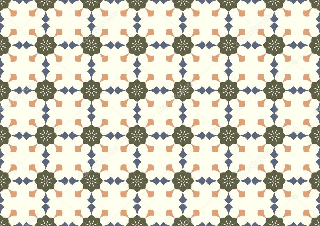 Dark Green Retro Blossom and Arrow Shape Pattern on Pastel Backg Stock ...