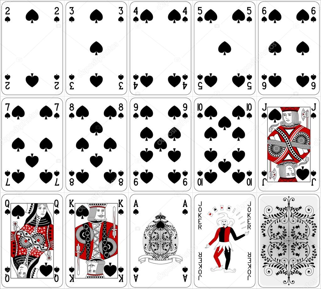 Juego de cartas de póquer diseño clásico de dos colores Vector de stock ...