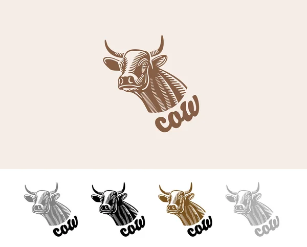Cow head logo imágenes de stock de arte vectorial | Depositphotos