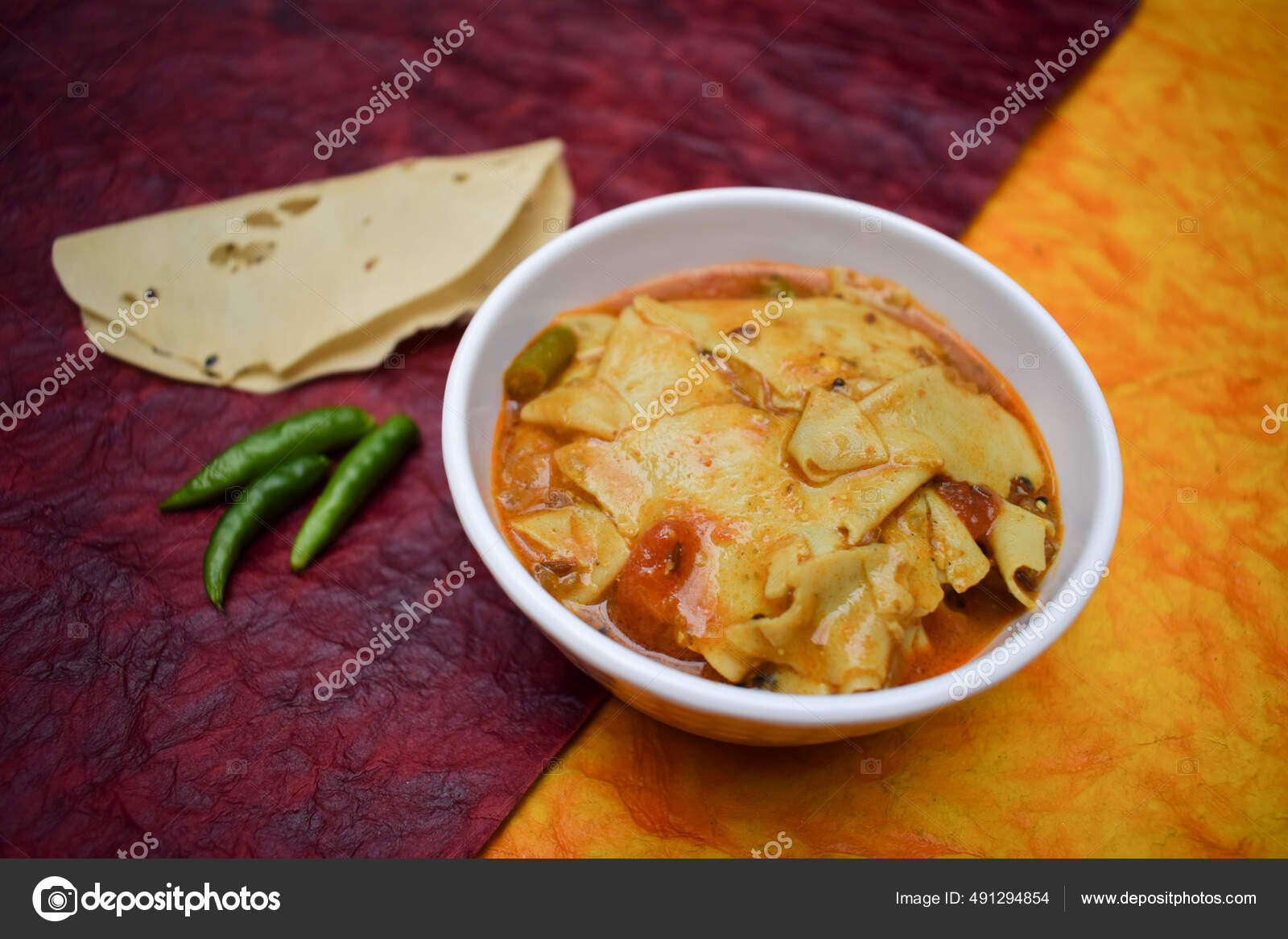 Papad Sabzi Indian Rajasthani Style Curry Side Dish Raw Roasted Stock ...
