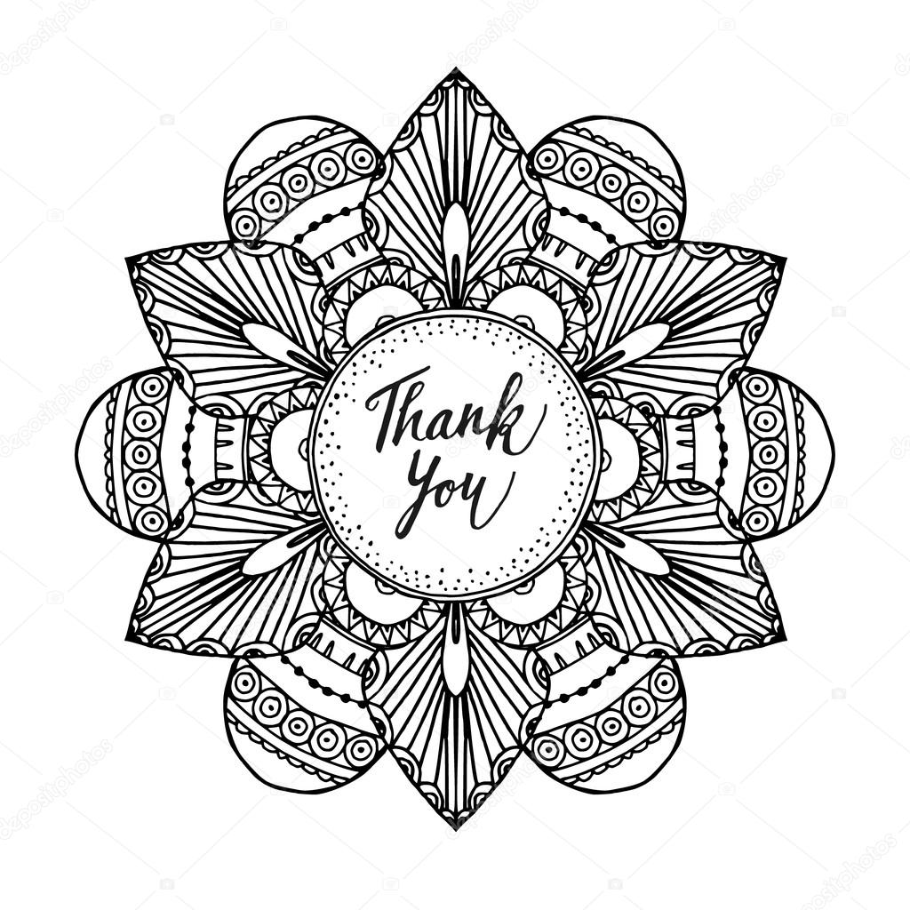 Ornamental greeting card with hand drawn zentangle inspired mandala and ... Ornamental greeting card with hand drawn zentangle inspired mandala and ...