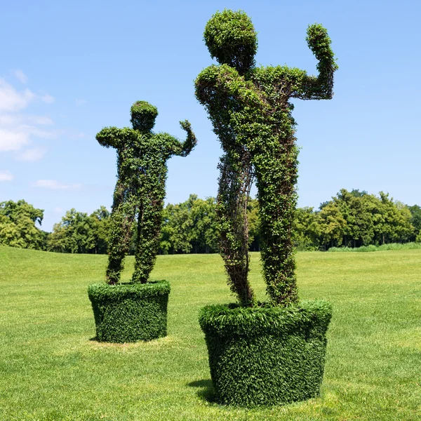 Topiary Garden Sculpture made of grass - man figure. Eco and nature ...