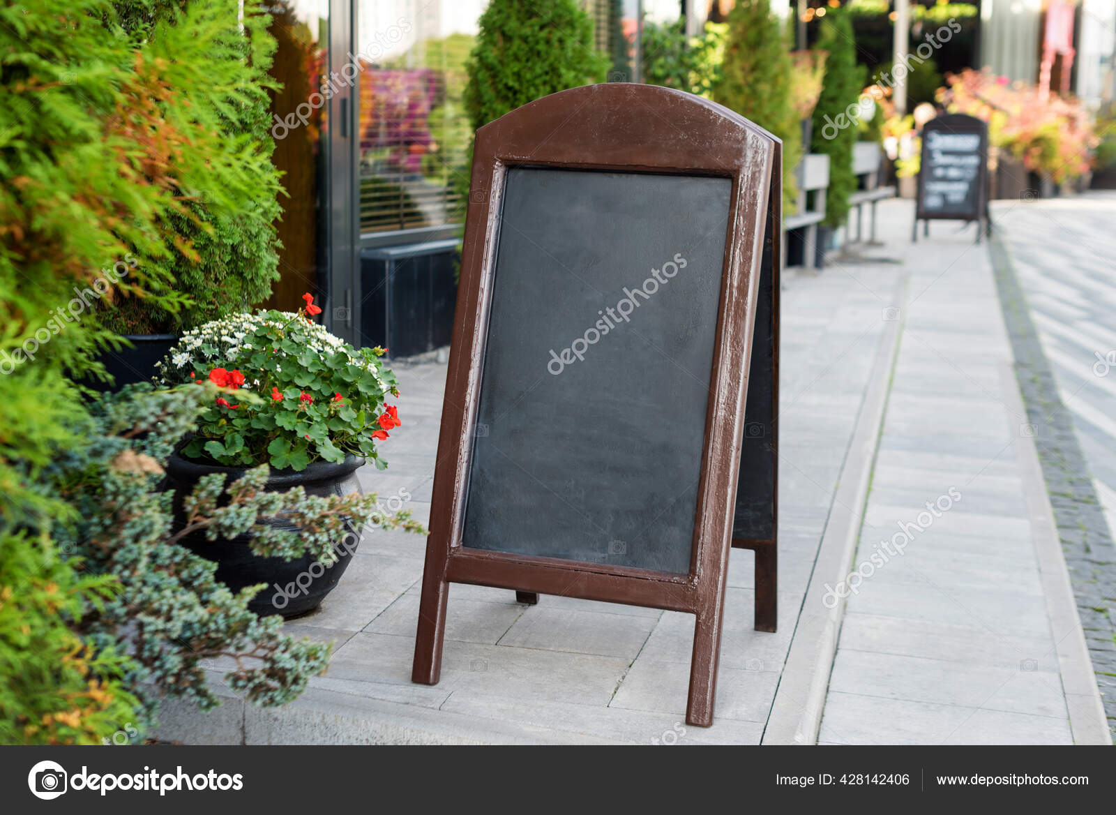Signboard Street Empty Menu Board Stand Restaurant Sidewalk Chalkboard ...