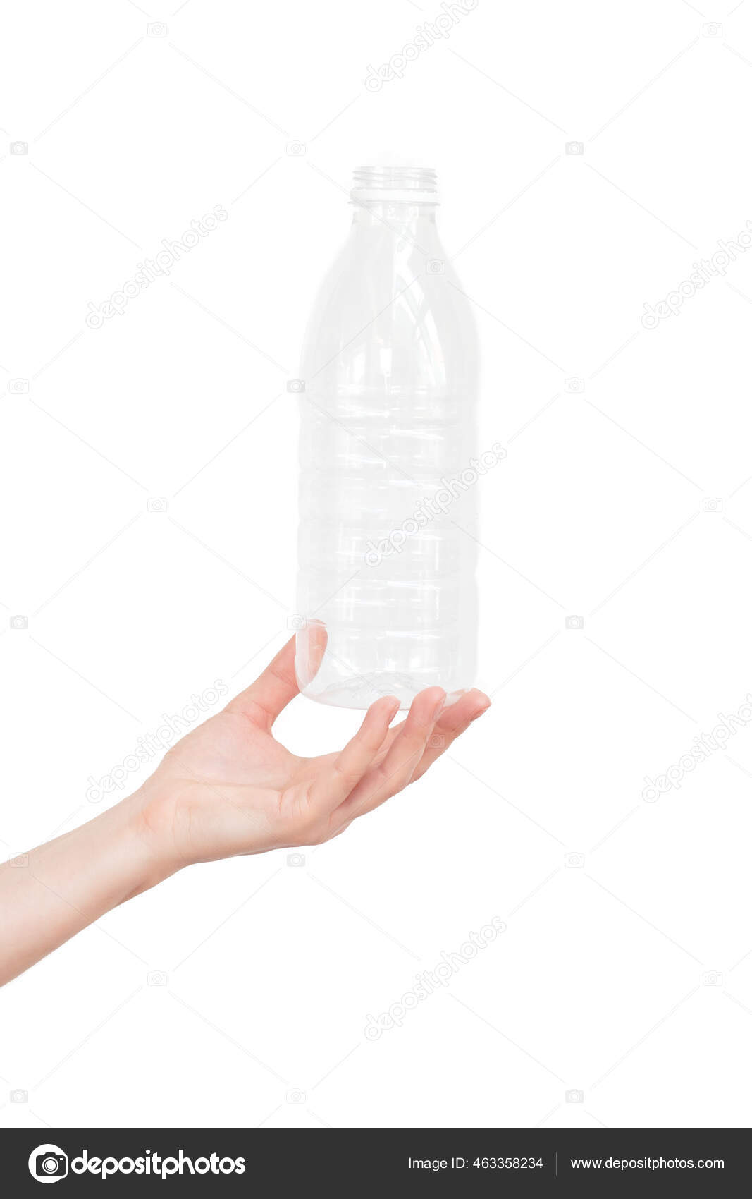 Female Hand Holding Empty Plastic Bottle Isolated White Recyclable ...