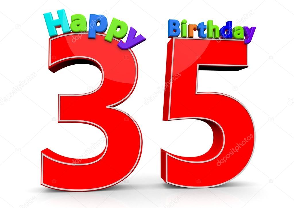 The big red number 35 with Happy Birthday Stock Illustration by ...