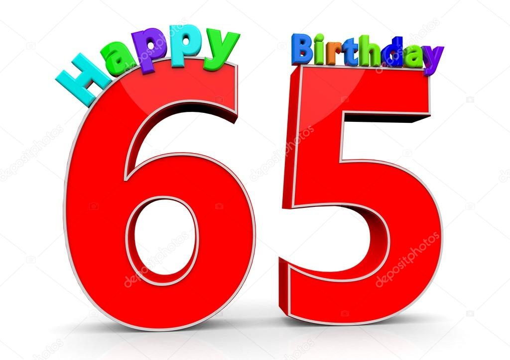 The big red number 65 with Happy Birthday Stock Illustration by ...