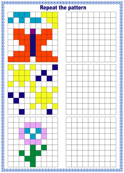 Fill out the template. Copy the picture. Printed sheet. Pixel graphics ...