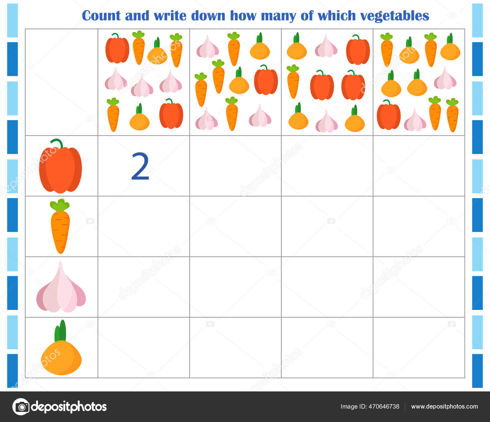 Logic game for children. Count and write down how many vegetables Stock ...