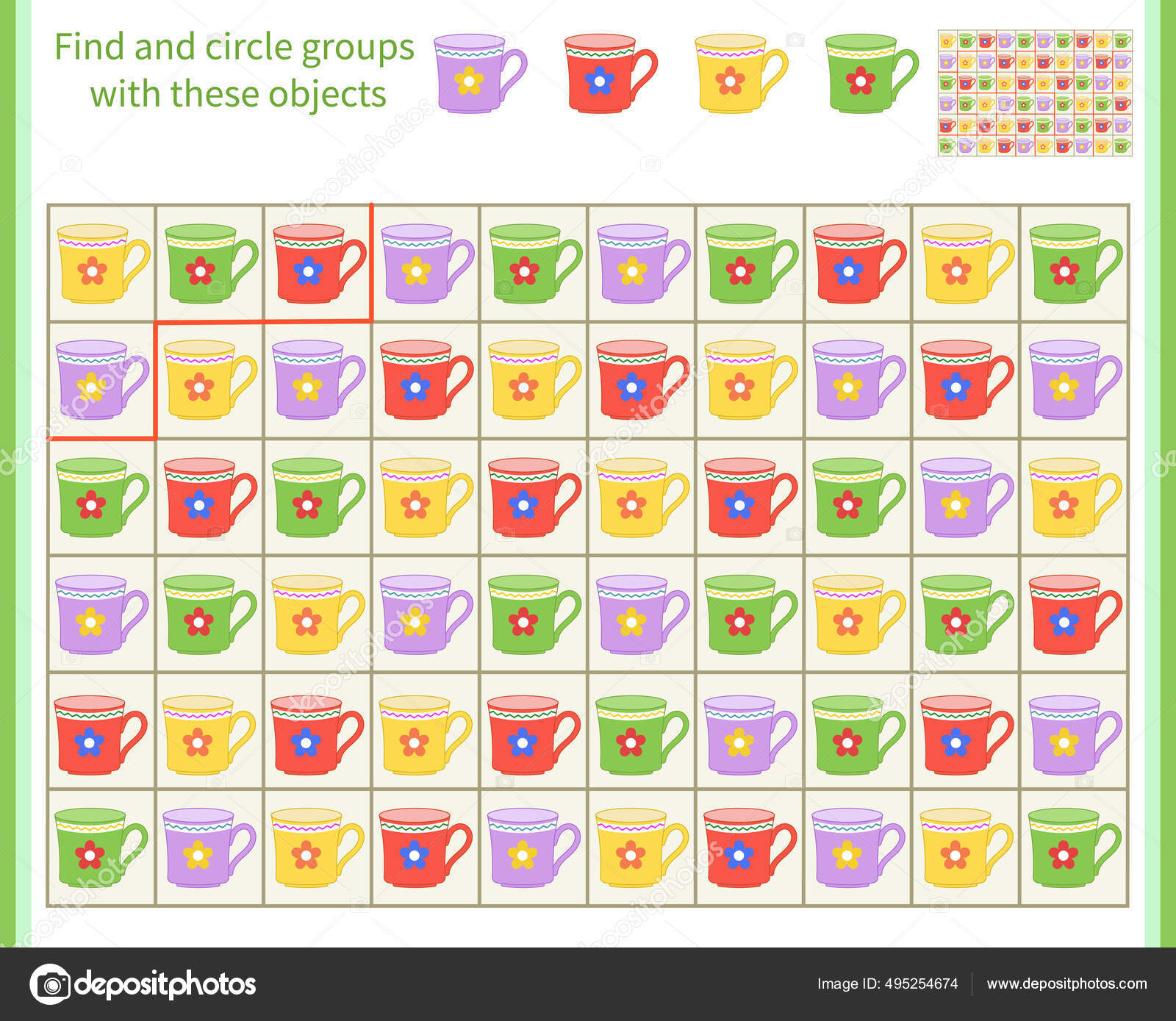 Logic Game Children Divide Circle Groups Objects Shown Top Stock Vector ...