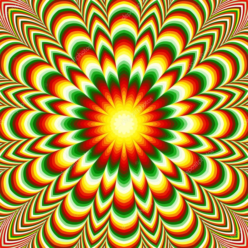 Vivid flower mandala with optical illusion effect — Stock Photo ...