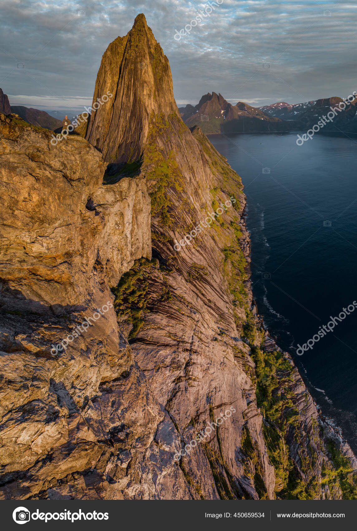 Segla Peak Senja Island Northern Norway Male Traveler Foreground ...