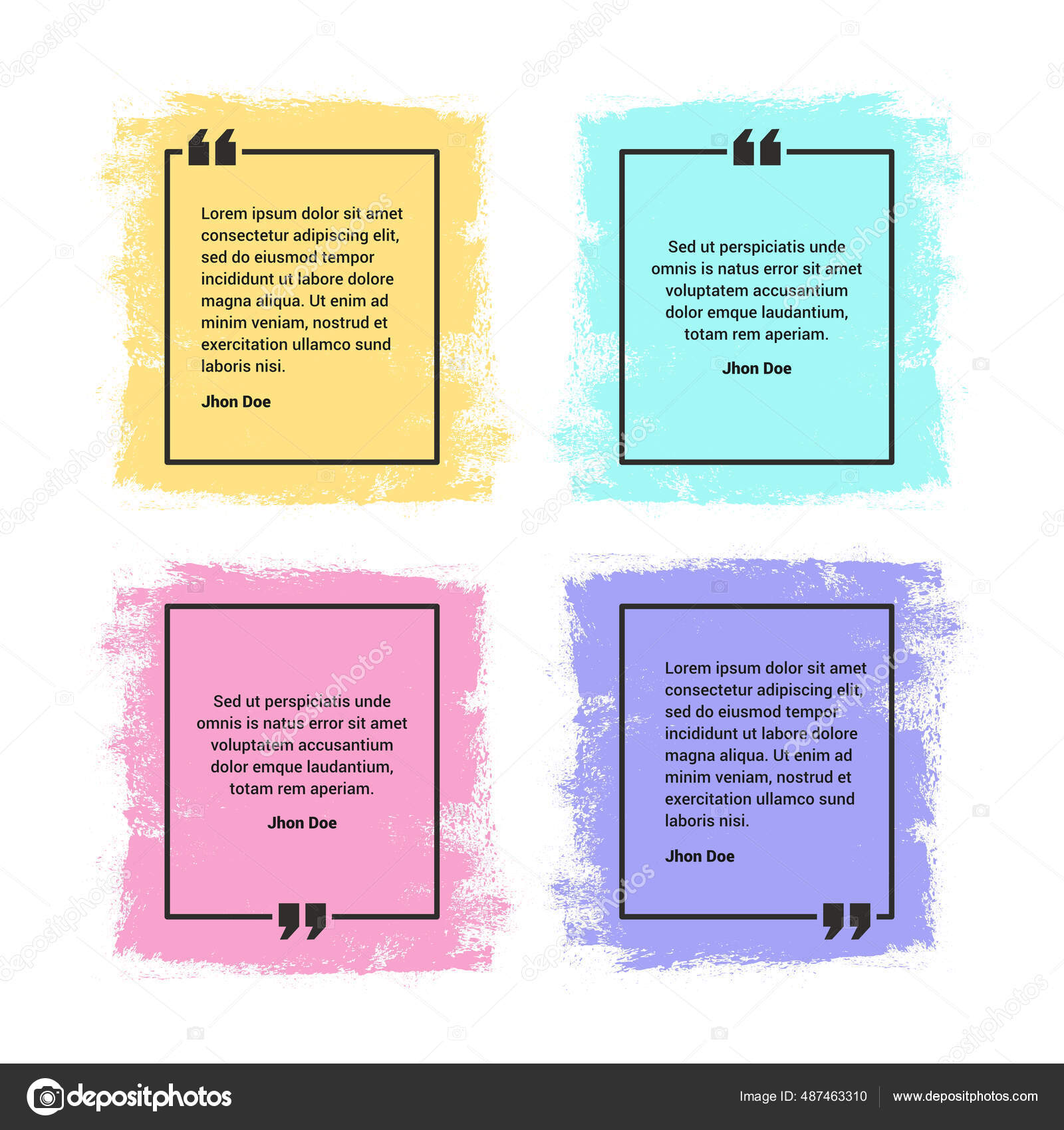 Testimonial Quote Box Frame Design Set Vibrant Colourful Background ...