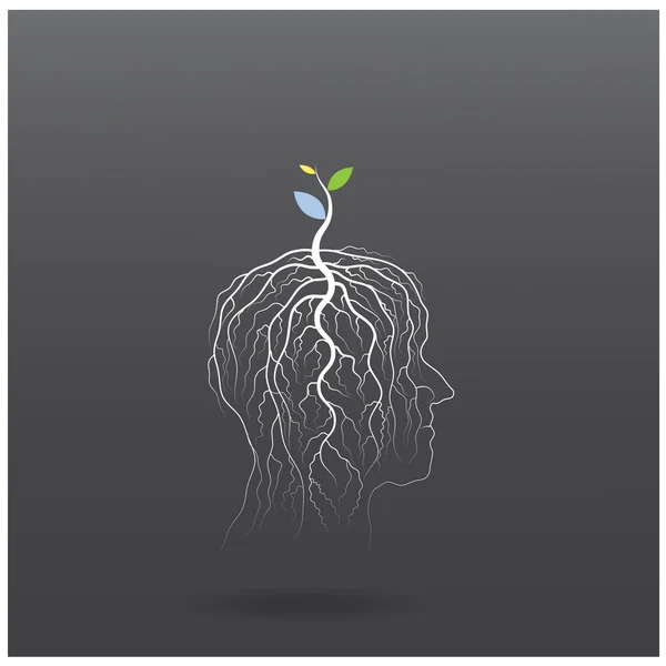 Think green concept. Tree of green idea shoot grow on human head ...