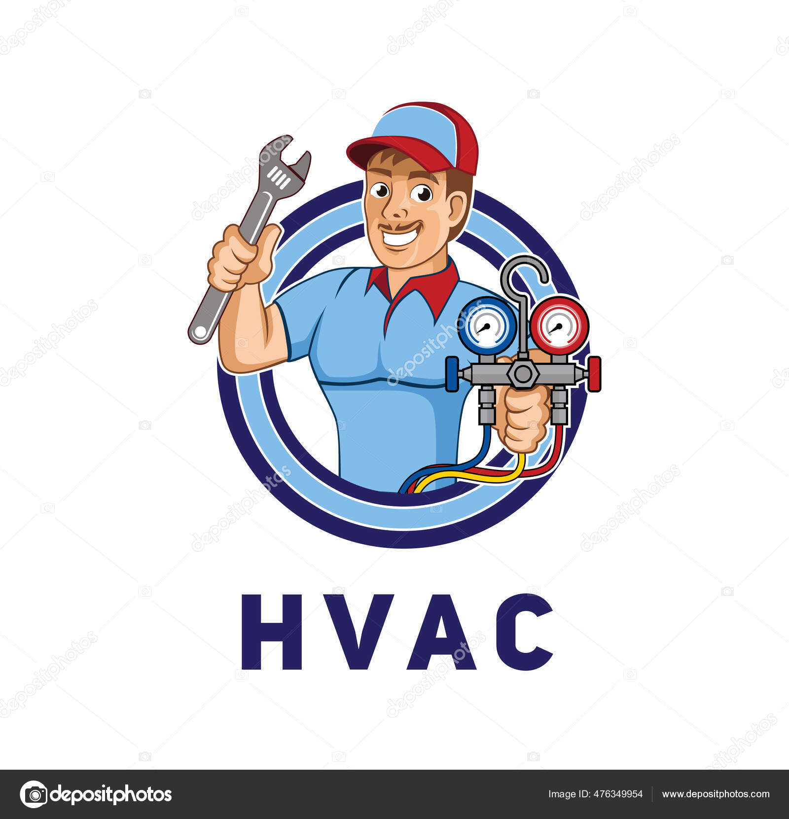 Hvac Character Logo Design Illustration Vector Eps Format Suitable Your ...
