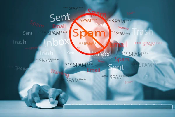 Email concept with laptop spam and virus computer monitor internet ...