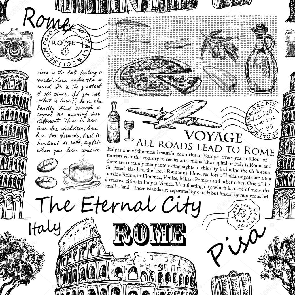 Hand drawn Italy, Rome Stock Vector Image by ©lenaalyonushka #121300956