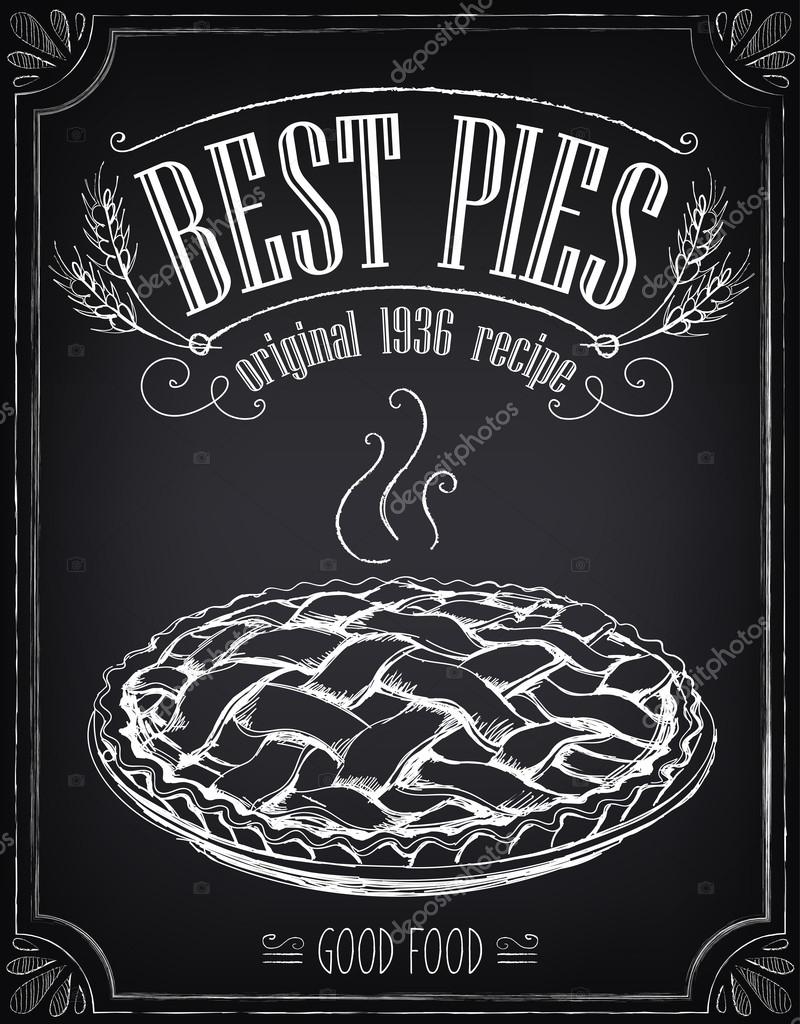 Vintage Bakery Poster with pastry. Freehand drawing. Hot pie — Stock ...