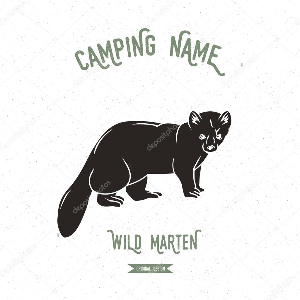 Forest marten vector illustration. European animals silhouettes — Stock ...