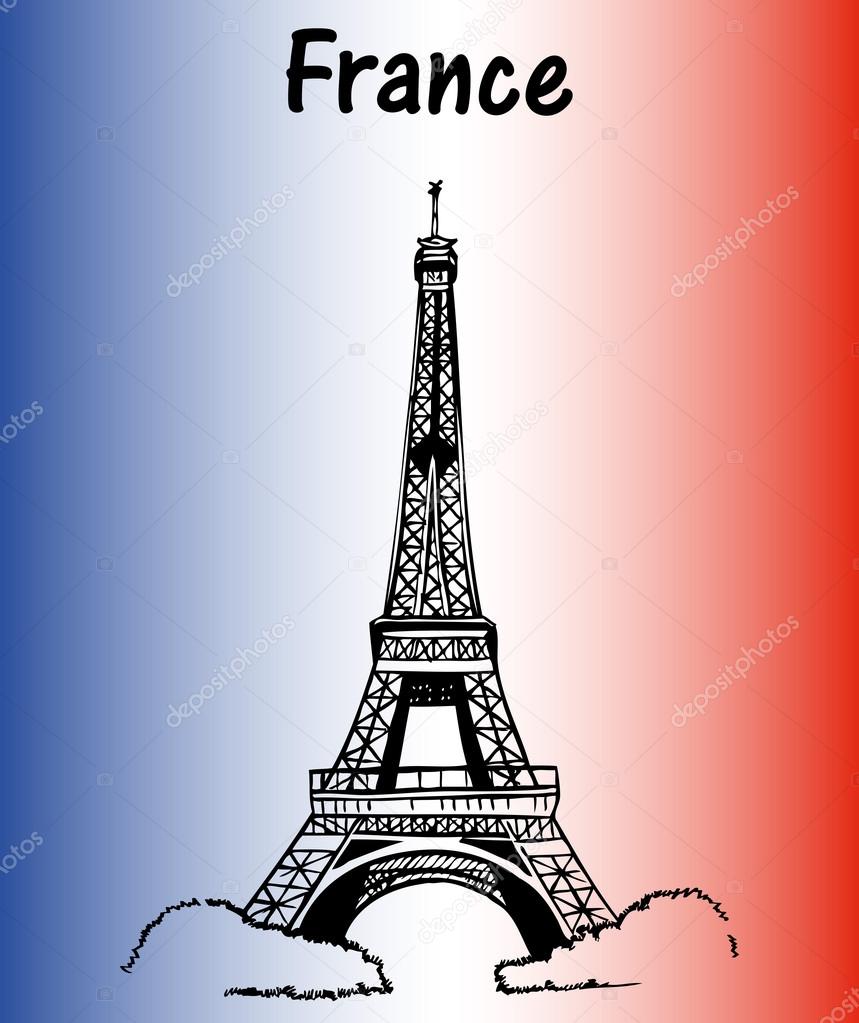 French Eiffel Tower Drawing