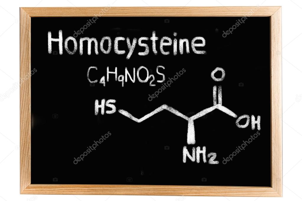 Blackboard with the chemical formula of Homocysteine — Stock Photo ...