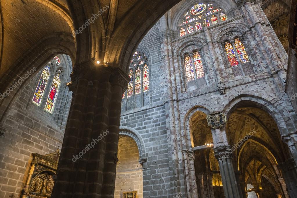 Inside view of Gothic Archs with arabesque of the Cathedral in A ...