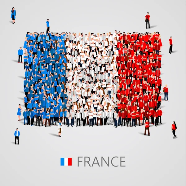 Large group of people in the France flag shape. - Stock Image - Everypixel
