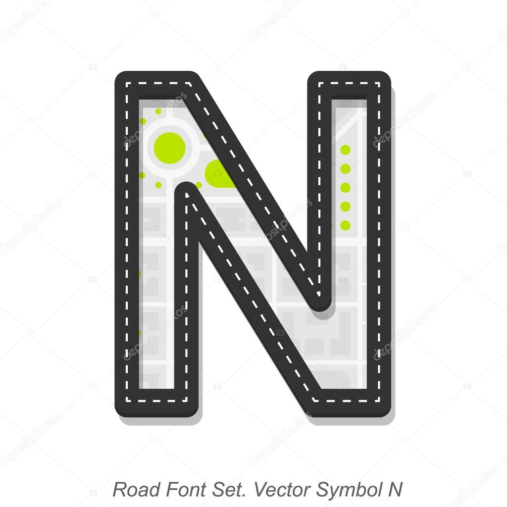 Road font sign, Symbol N, Object on a white background Stock Vector by ...