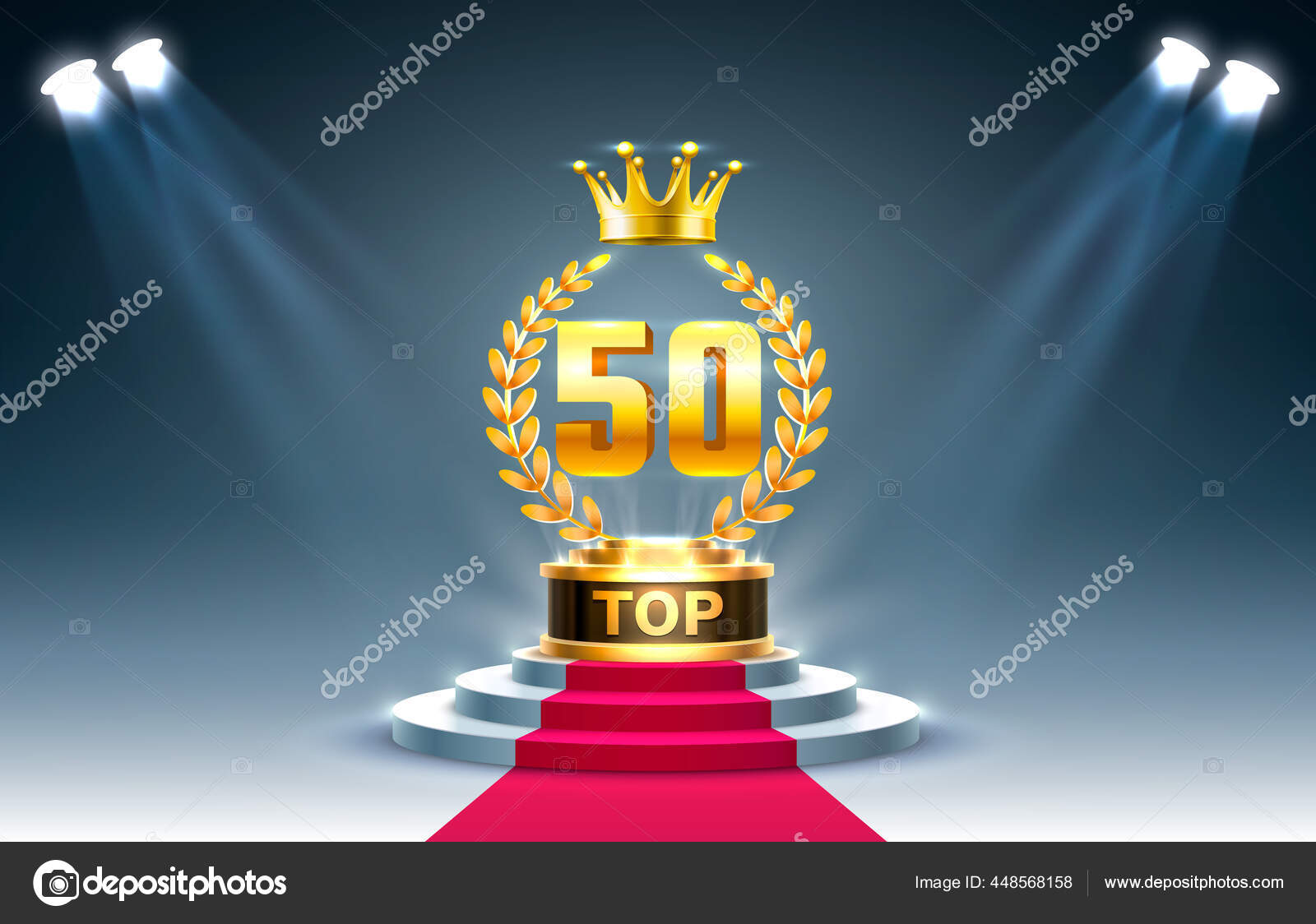 Top 50 melhor pódio sinal de prêmio, objeto dourado. Vetor Vetor de ...