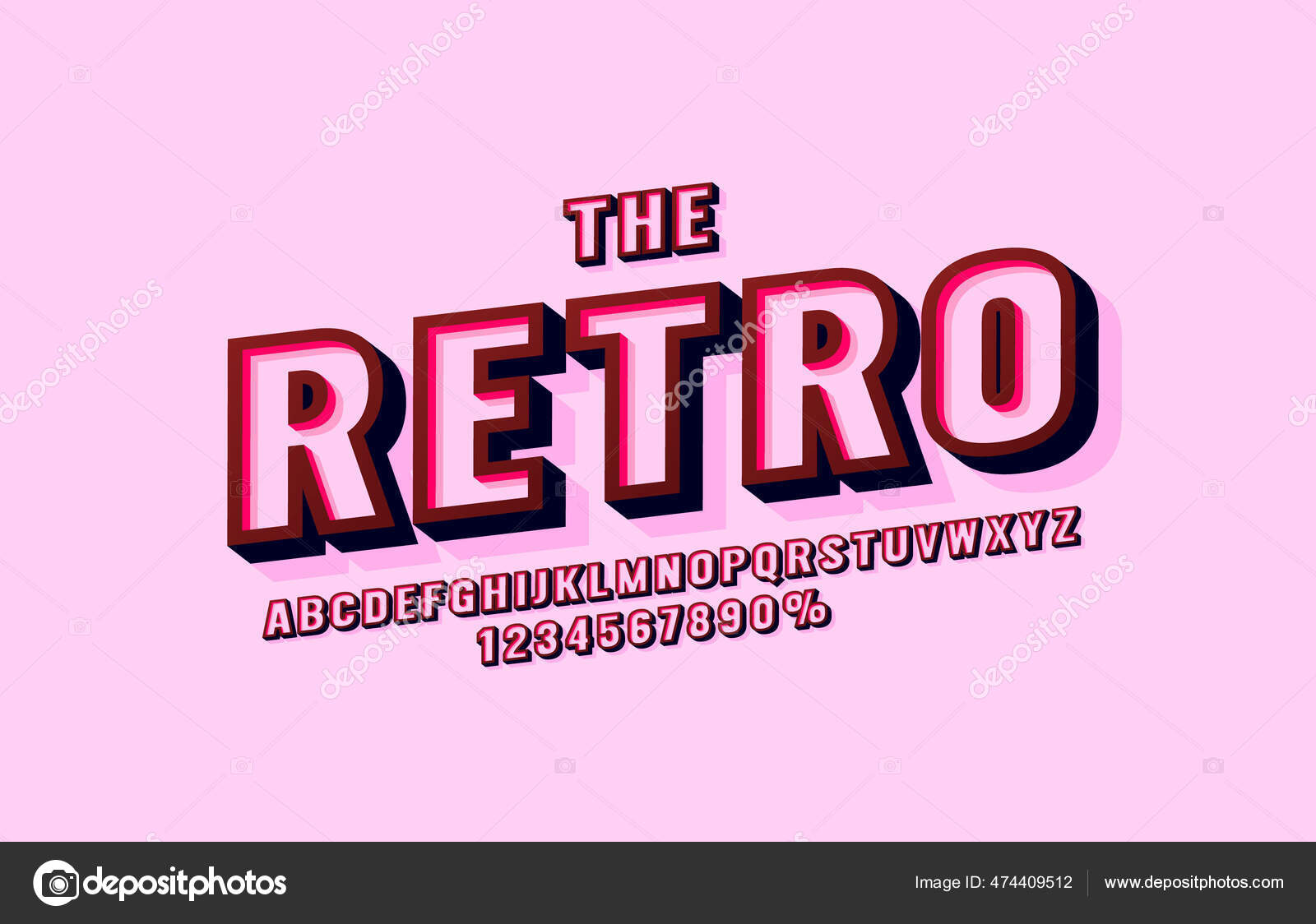 Retro font set collection, letters and numbers symbol. Vector Stock ...