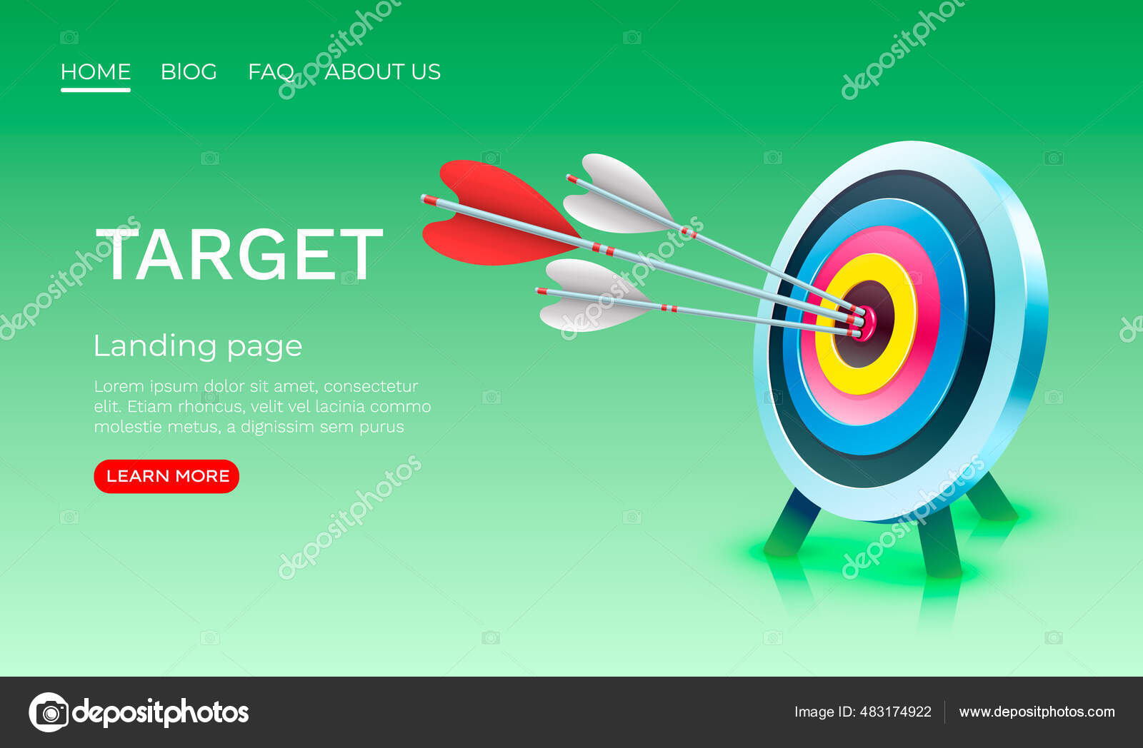 Target landing page, banner business 3d icon. Vector Stock Vector Image ...