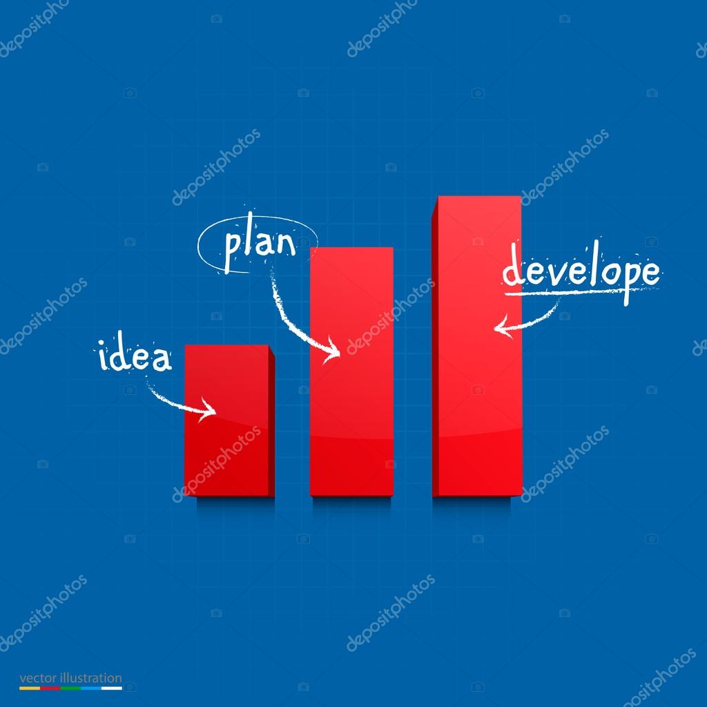 Three-dimensional red chart with handwritten tips Stock Vector by ...