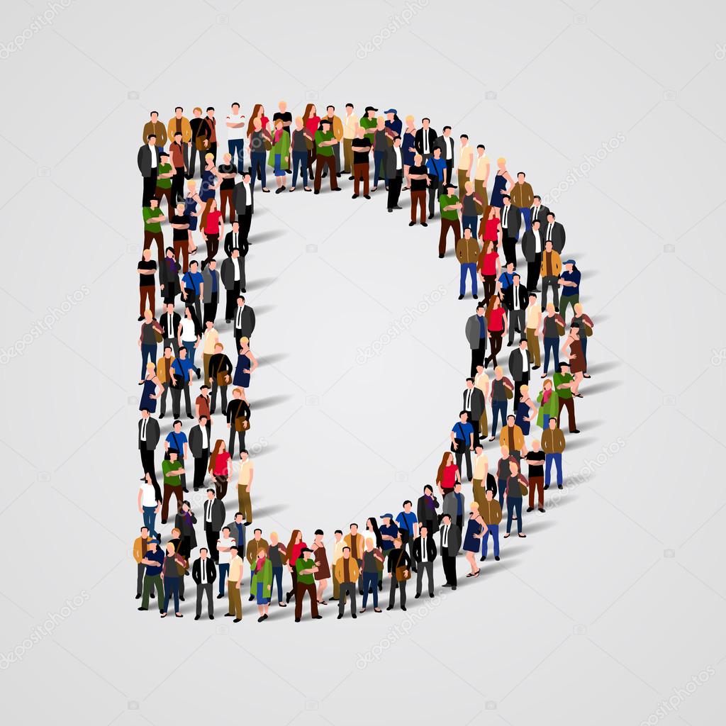 Large group of people in letter D form Stock Vector by ©hobbit_art 87976852