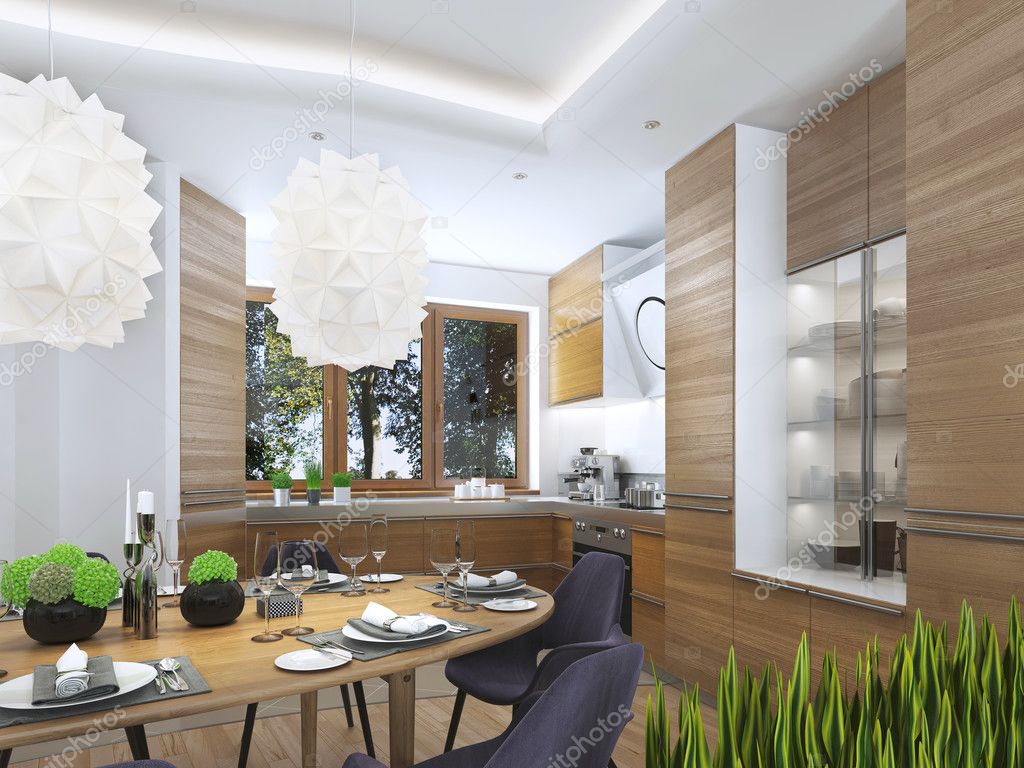 Modern kitchen in the dining room Contemporary style. Stock Photo by ...