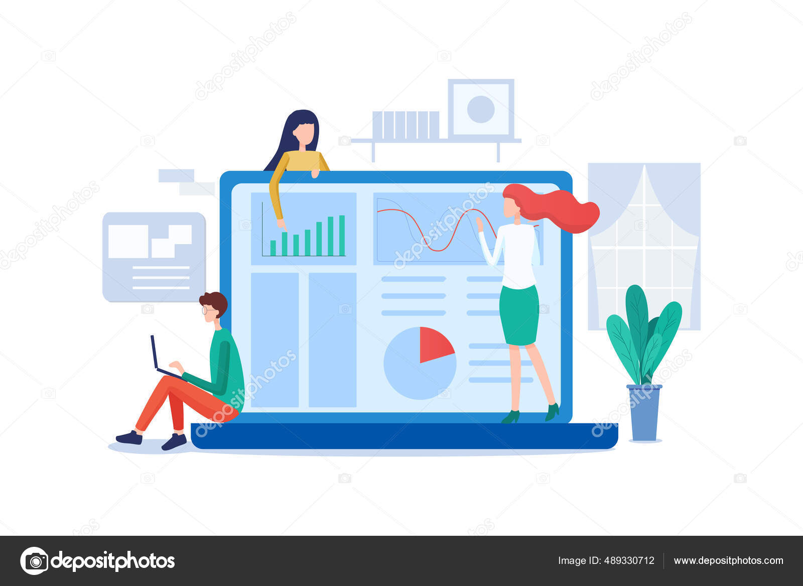 Business People Monitor Analyze Report Graph Investment Plan Concept ...
