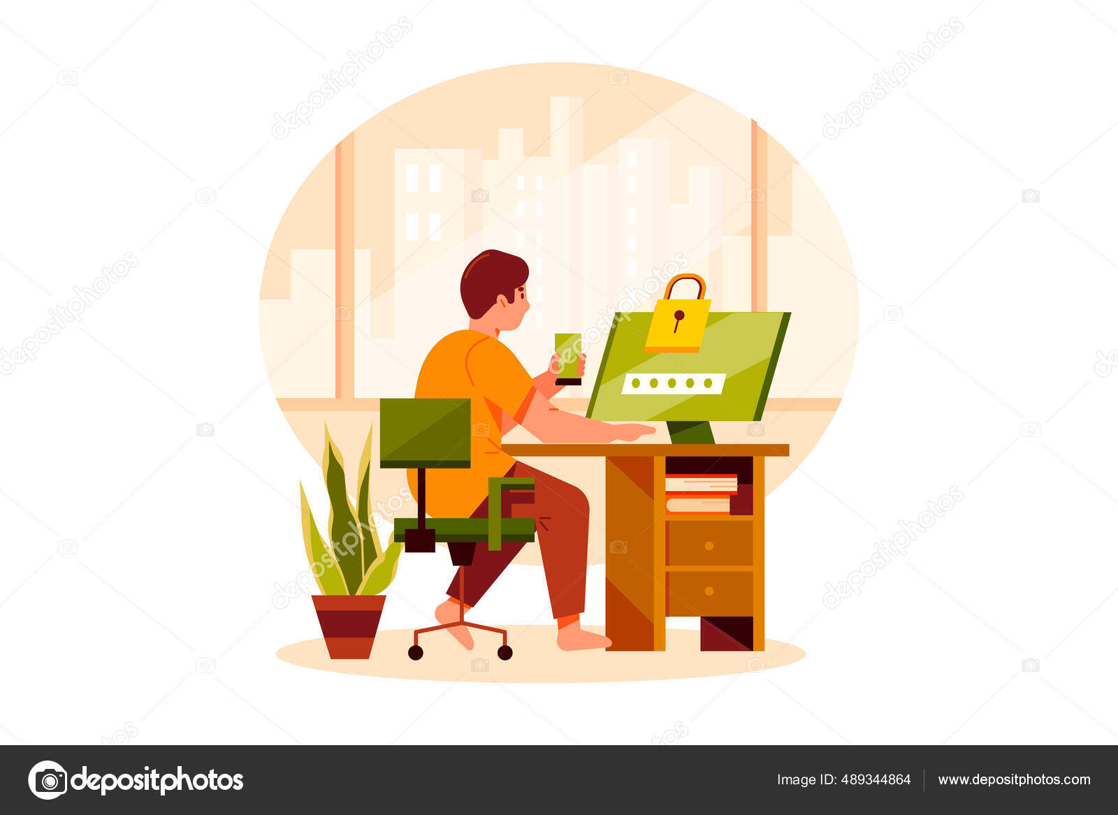 One Time Password Security Illustration Concept Flat Illustration ...