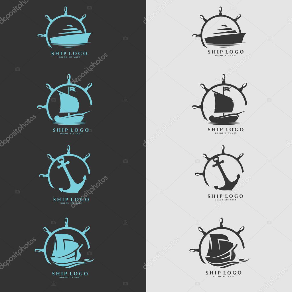 Conjunto Plantillas Logotipos Náuticos Logotipo Del Buque Logotipos Del ...